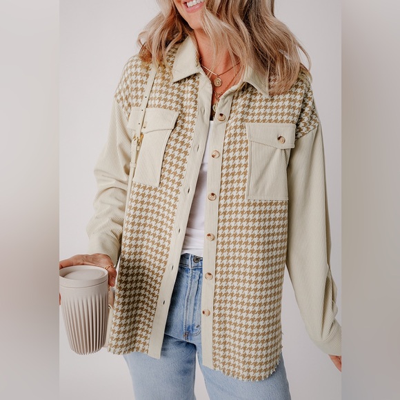 Jackets & Coats | Houndstooth Corduroy Shacket | Poshmark